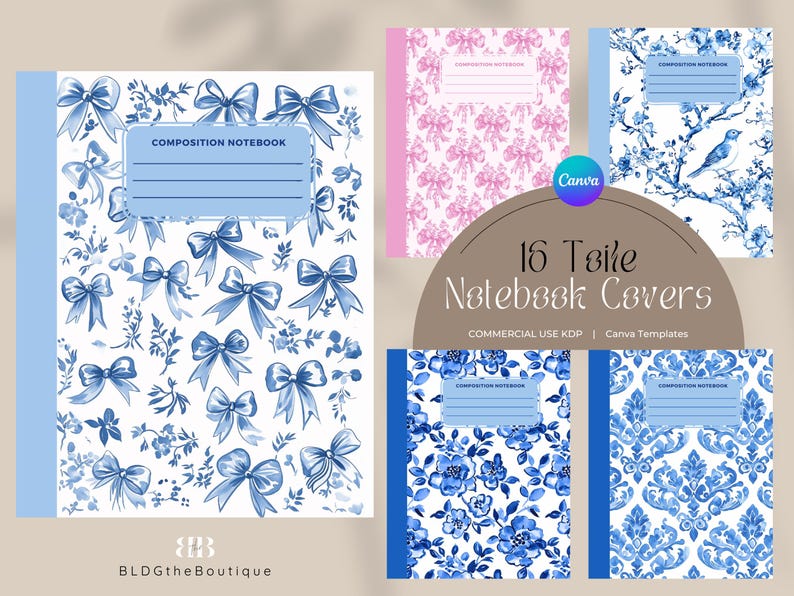 Editable Composition Notebook Cover Canva Template Mega Bundle, Journal ...