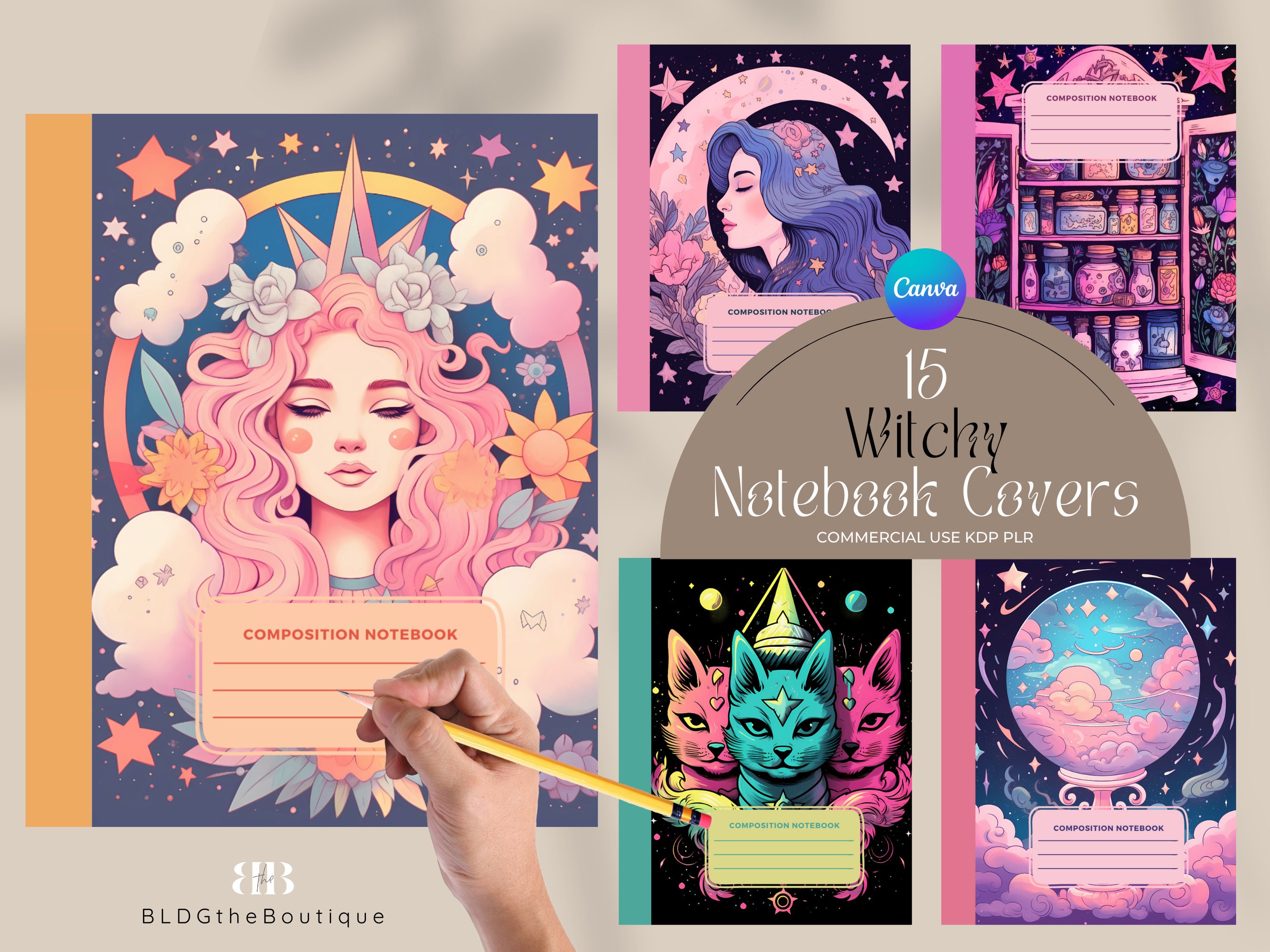Editable Composition Notebook Cover Canva Template Mega Bundle, Journal ...