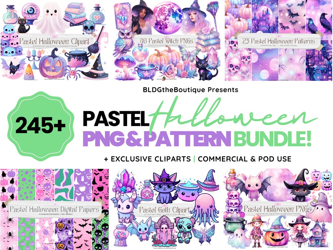 Pastel Halloween Clipart Bundle, Cute Halloween PNG, Pastelloween ...