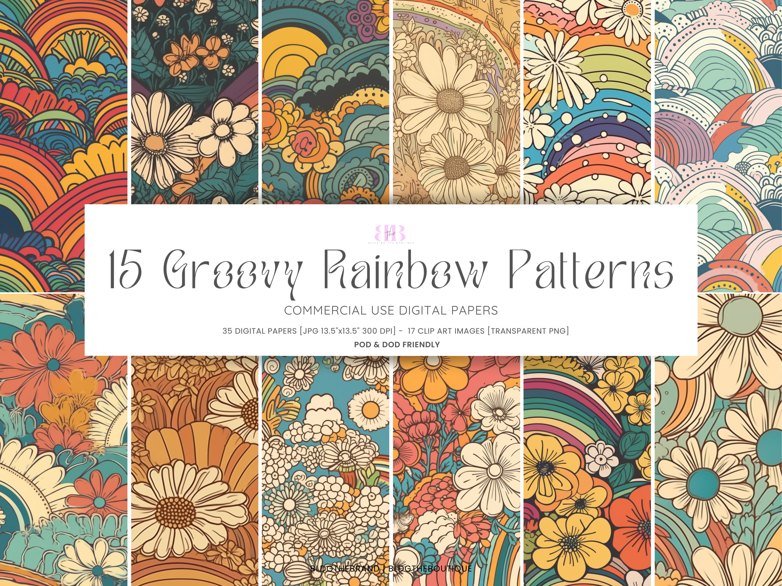 Retro Digital Paper Pack 70s Seamless File Groovy Print on - Etsy