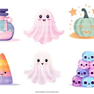 Pastel Halloween Clipart Bundle, Commercial Use Cute Halloween PNG Clip ...