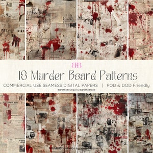 Bloody Newspaper Seamless Pattern, Serial Killer Sublimation Print ...
