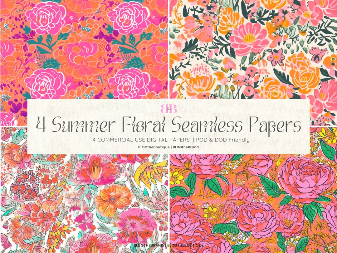 Preppy Summer Floral Repeating Pattern for Fabric Commercial Use ...