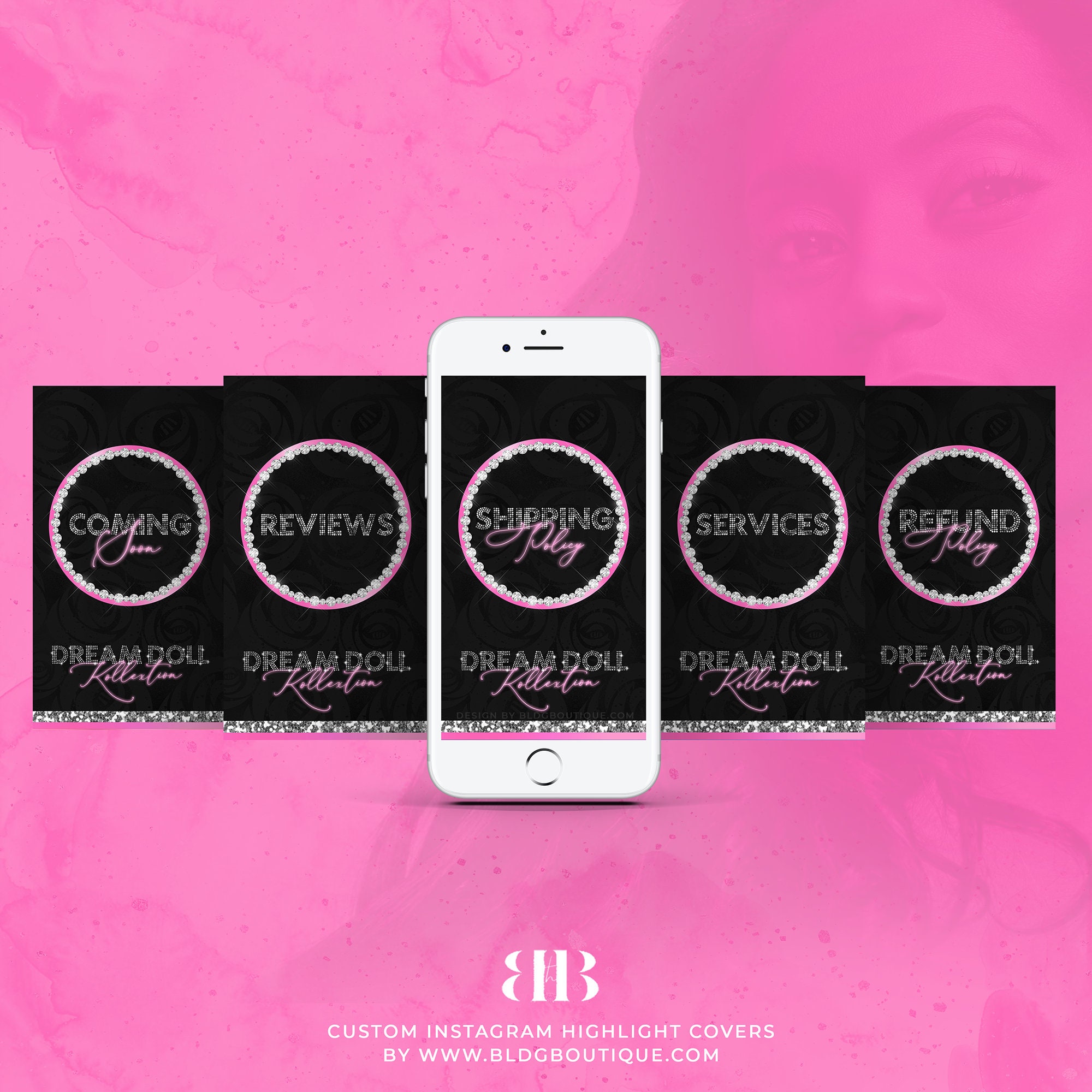 5 x INSTAGRAM HIGHLIGHT ICONS add on for premade or custom logo designs ...