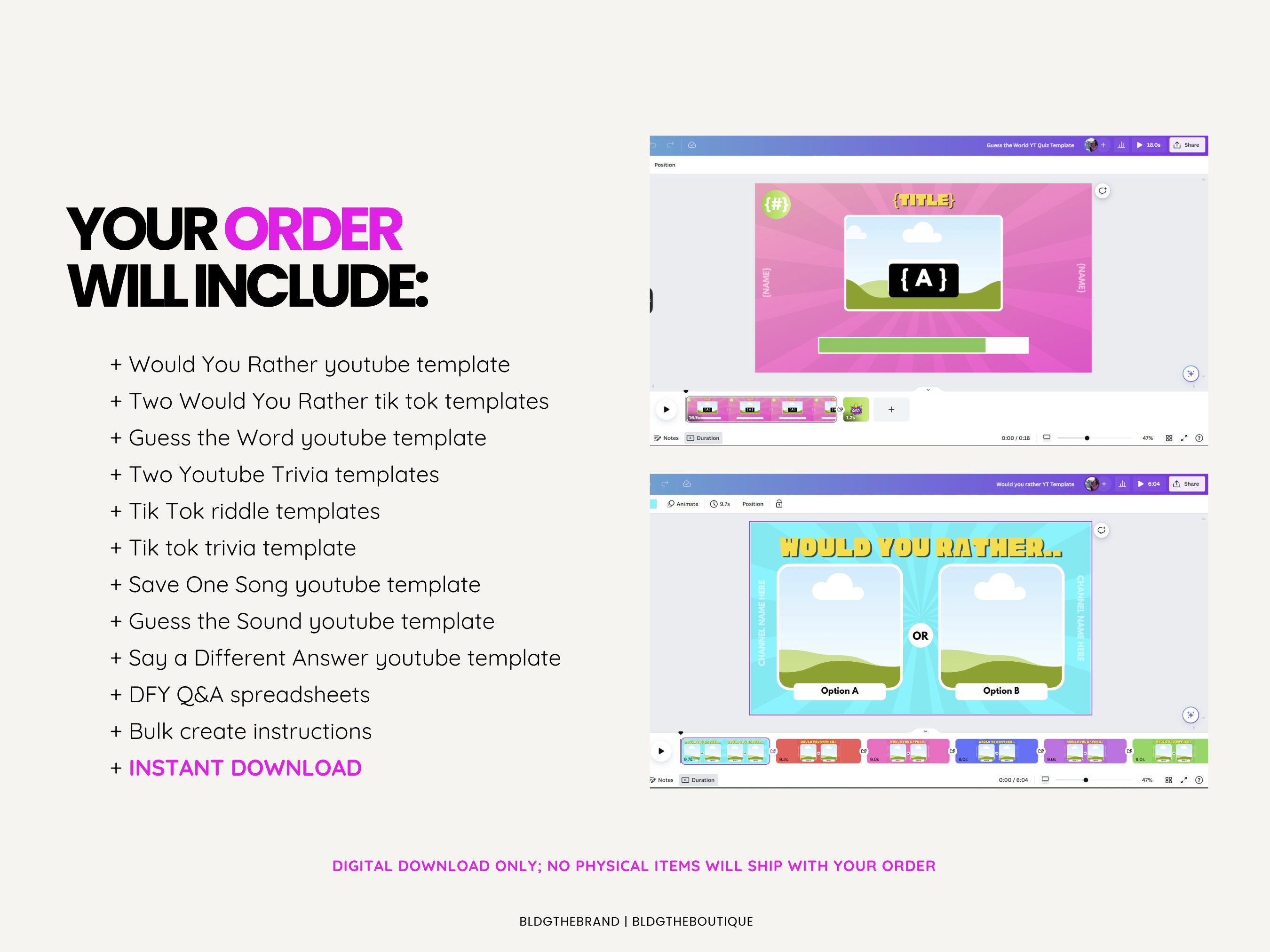 Canva Video Template Bundle, Faceless Youtube Shorts Quiz Channel ...