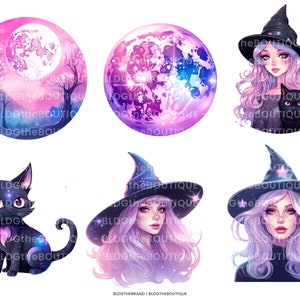 Pastel Witch Clipart, Cute Halloween PNG File, Witchy Sublimation ...