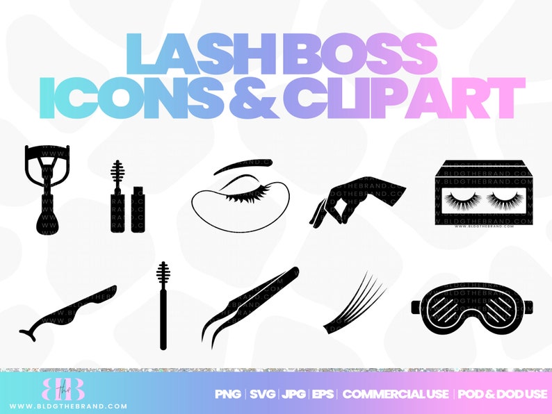 Lash Extensions Clipart, Lash Tech Clip Art, Eyelash Icons, Technician ...