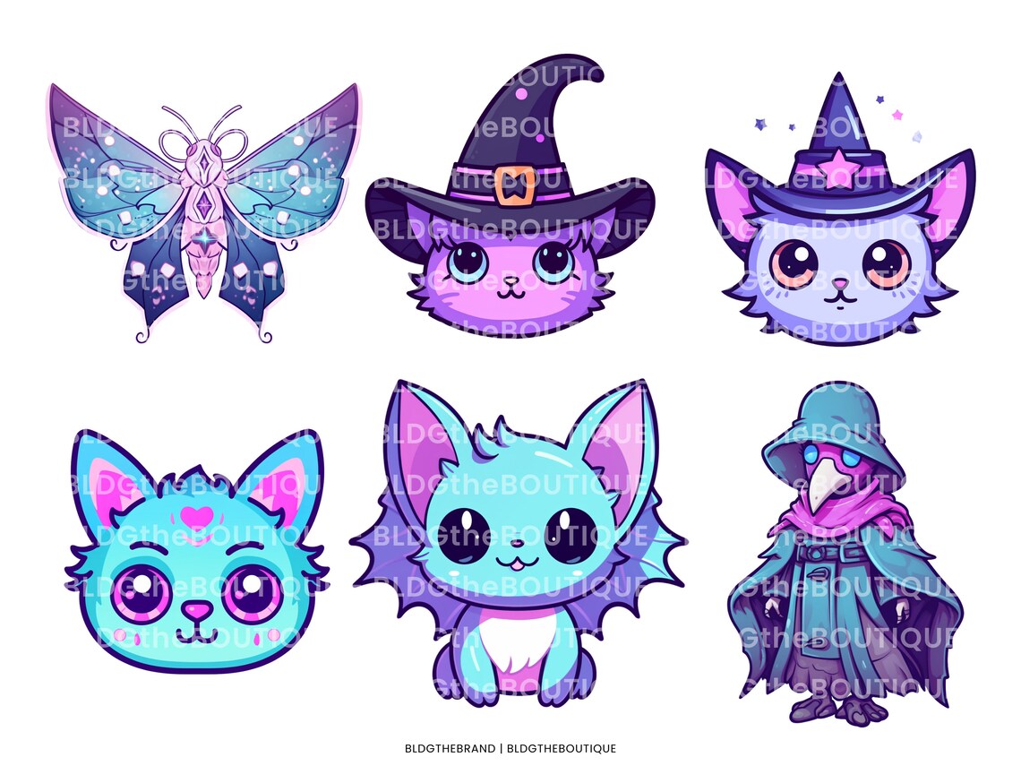 Creepy Kawaii Pastel Goth PNG Files, Halloween Clipart Bundle ...