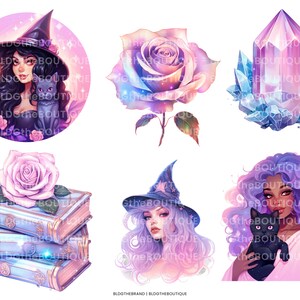 Pastel Witch Clipart, Cute Halloween PNG File, Witchy Sublimation ...