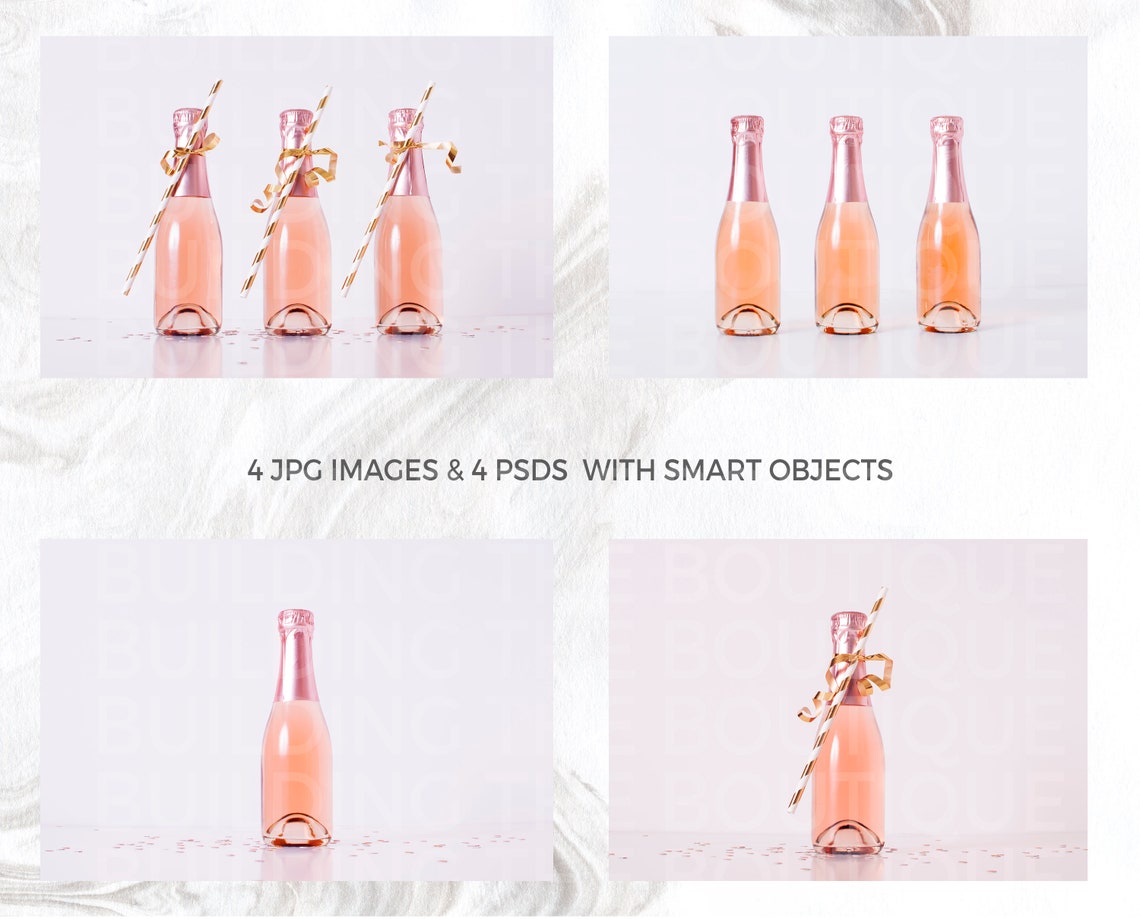 Mini Champagne Bottle Mock Ups Pink Champagne Product Mockup - Etsy