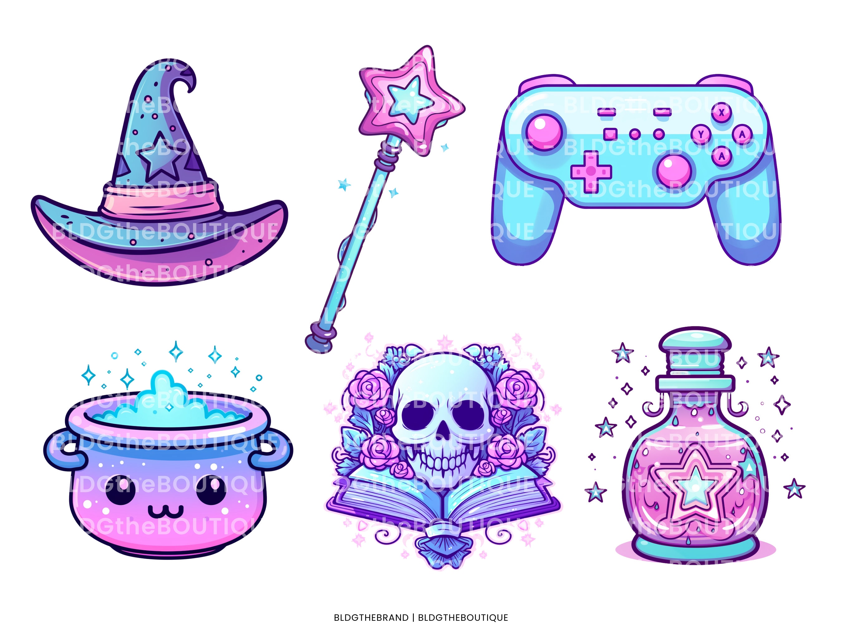 Creepy Kawaii Pastel Goth PNG Files, Halloween Clipart Bundle ...