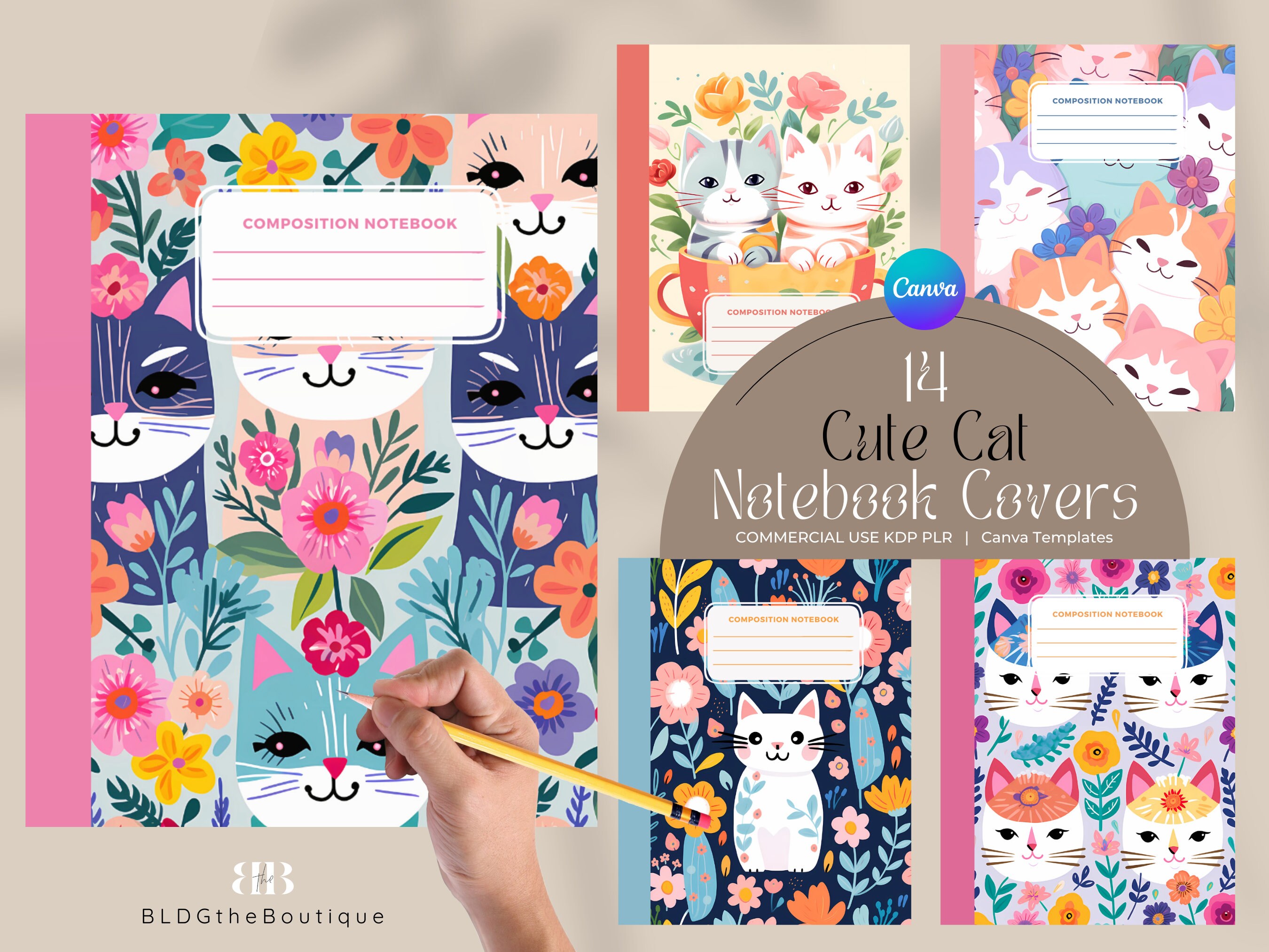 Editable Composition Notebook Cover Canva Template Mega Bundle, Journal ...