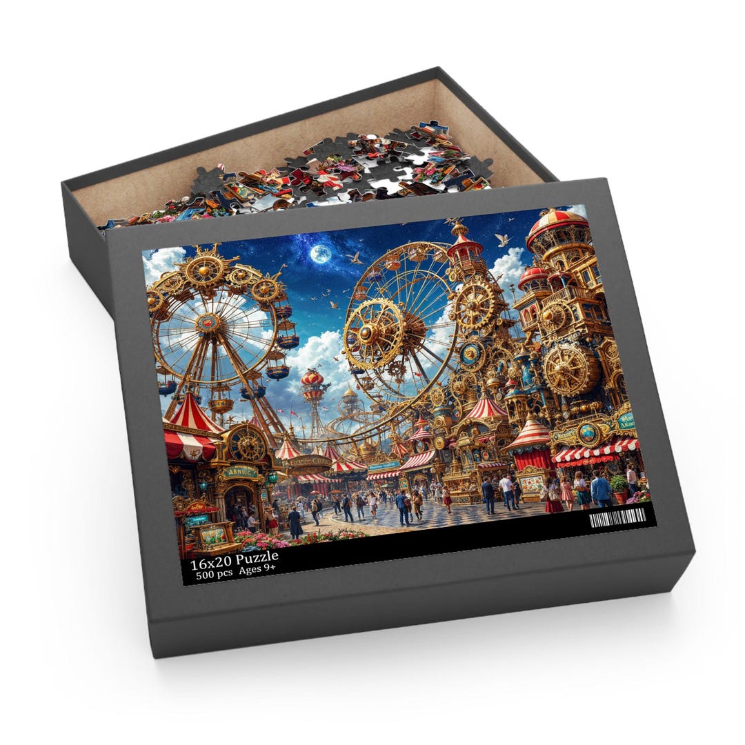 Steampunk Amusement Park Puzzle - Whimsical Fairground With Intricate ...
