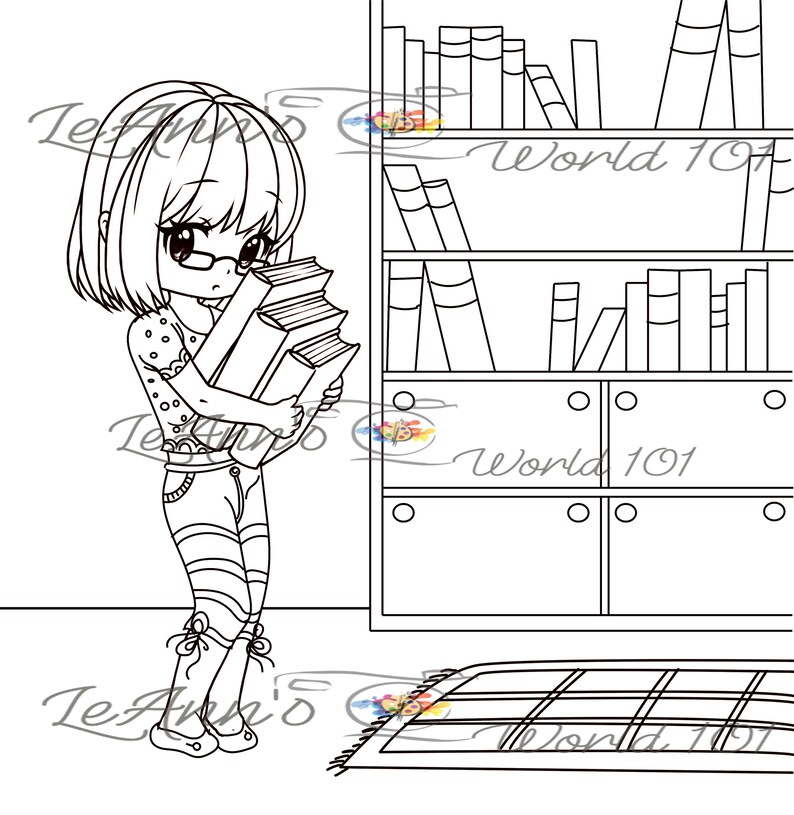 Bookworm Digital Stamp - Etsy