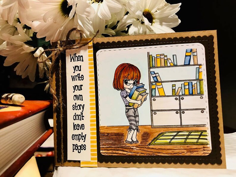 Bookworm Digital Stamp - Etsy