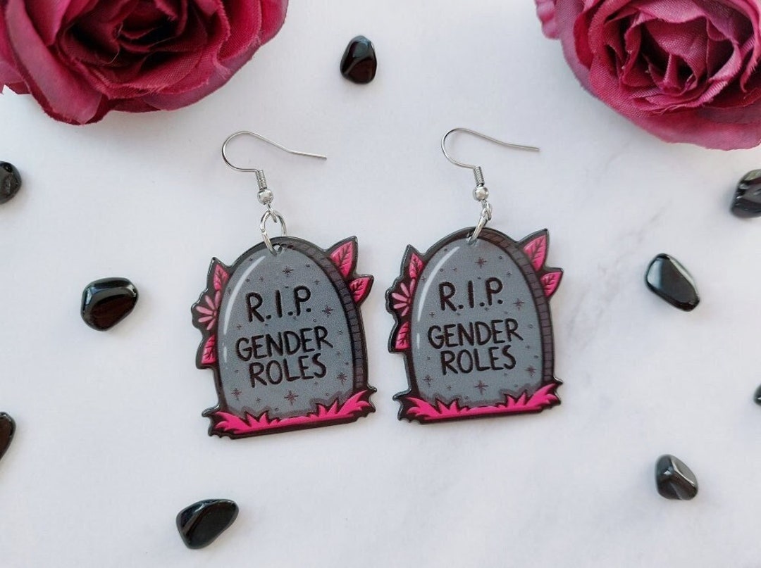 RIP Gender Rules Cute Pastel Goth Earrings Grey Pink - Pastelgrunge ...