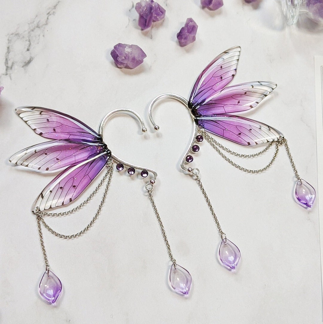 Magical Fantasy Jewelry Fairy Wing Ear Cuffs Butterfly Cicada Earrings ...