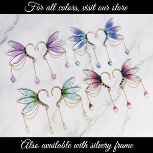 NEW VERSION: Butterfly Wing Ear Cuffs Fairy LARP Earrings Golden Green ...