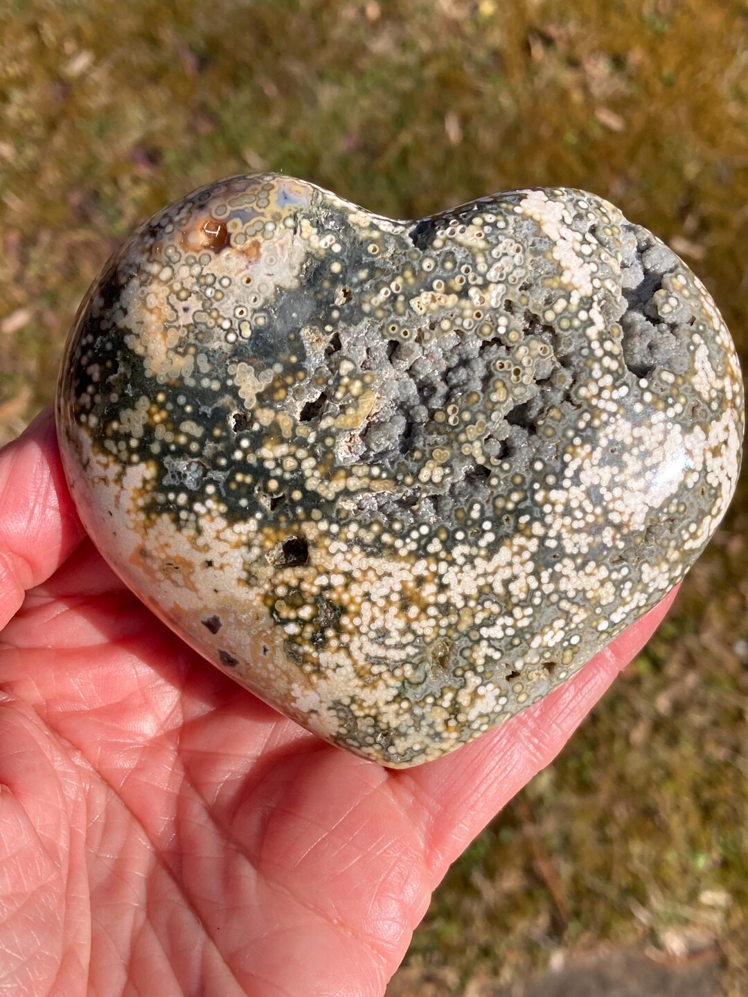 Large Old Stock Ocean Jasper Puffy Heart / Marovato Ocean Jasper ...