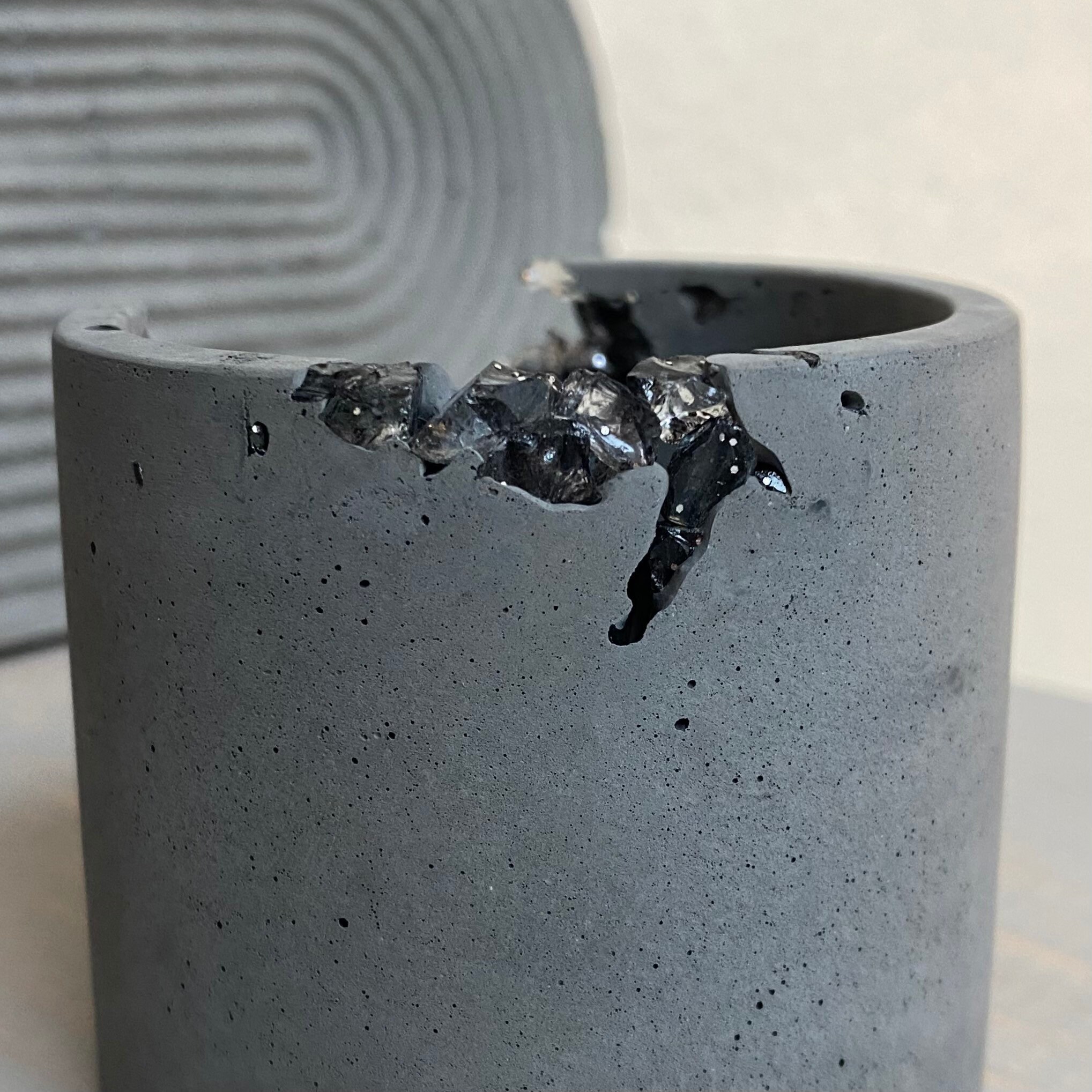 Dark Gray and Glass Concrete Jar Modern Jewelry and Candle - Etsy