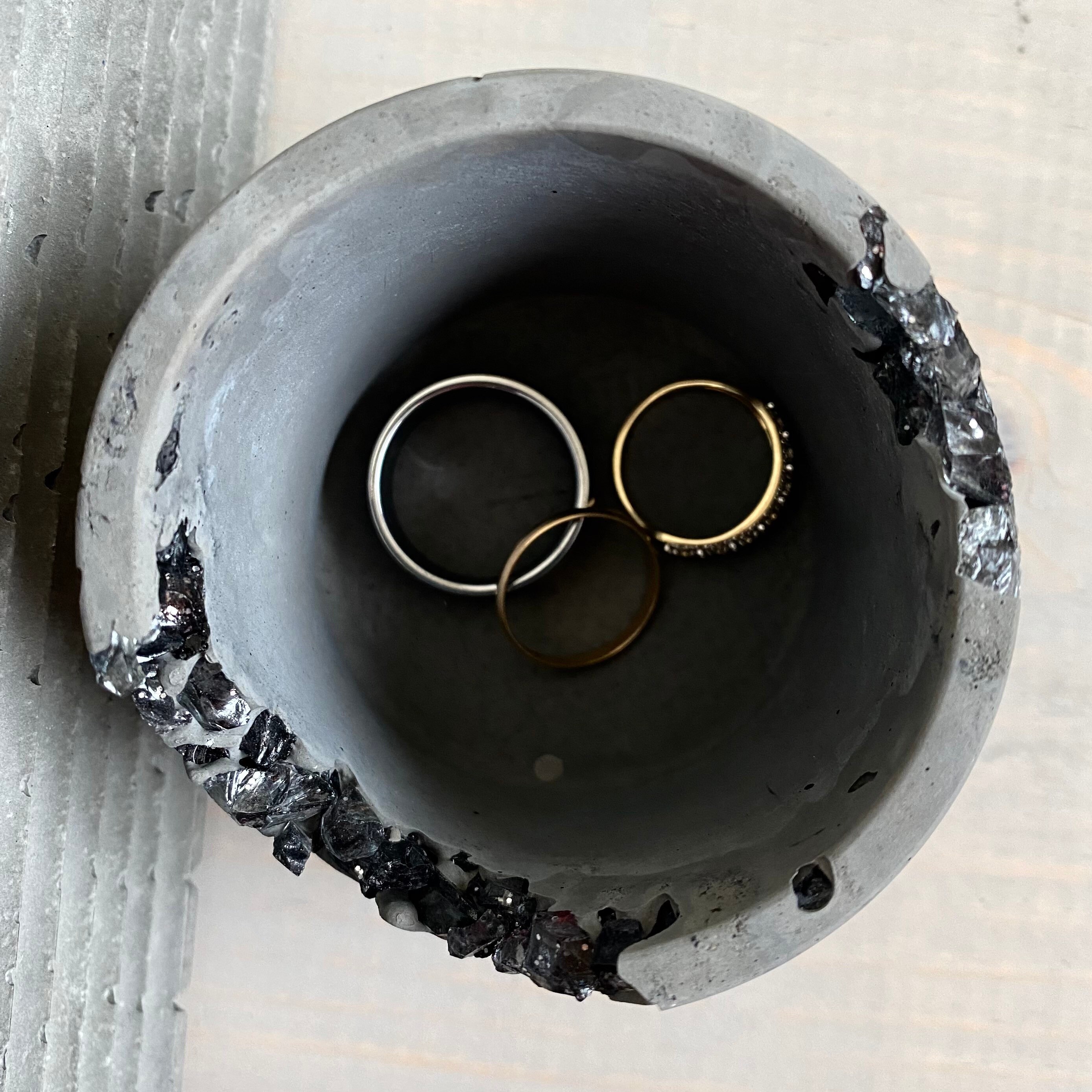 Dark Gray and Glass Concrete Jar Modern Jewelry and Candle - Etsy