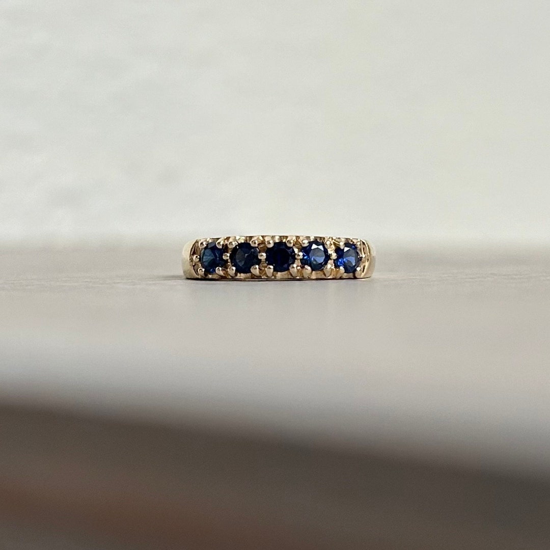 Vintage Blue Spinel Ring, Retro Wedding Band | 14k Gold | Size 5 - Etsy