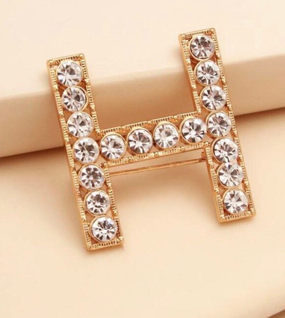 Broche initiale de strass dor - Etsy France