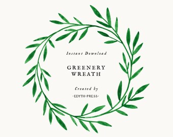 Green Leaf Border Circle Frame Clipart Greenery Botanical | Etsy