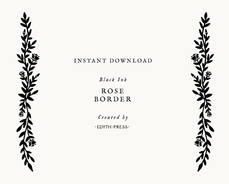 Simple Botanical Leaf Rose Floral Border svg cut file clip art | Etsy