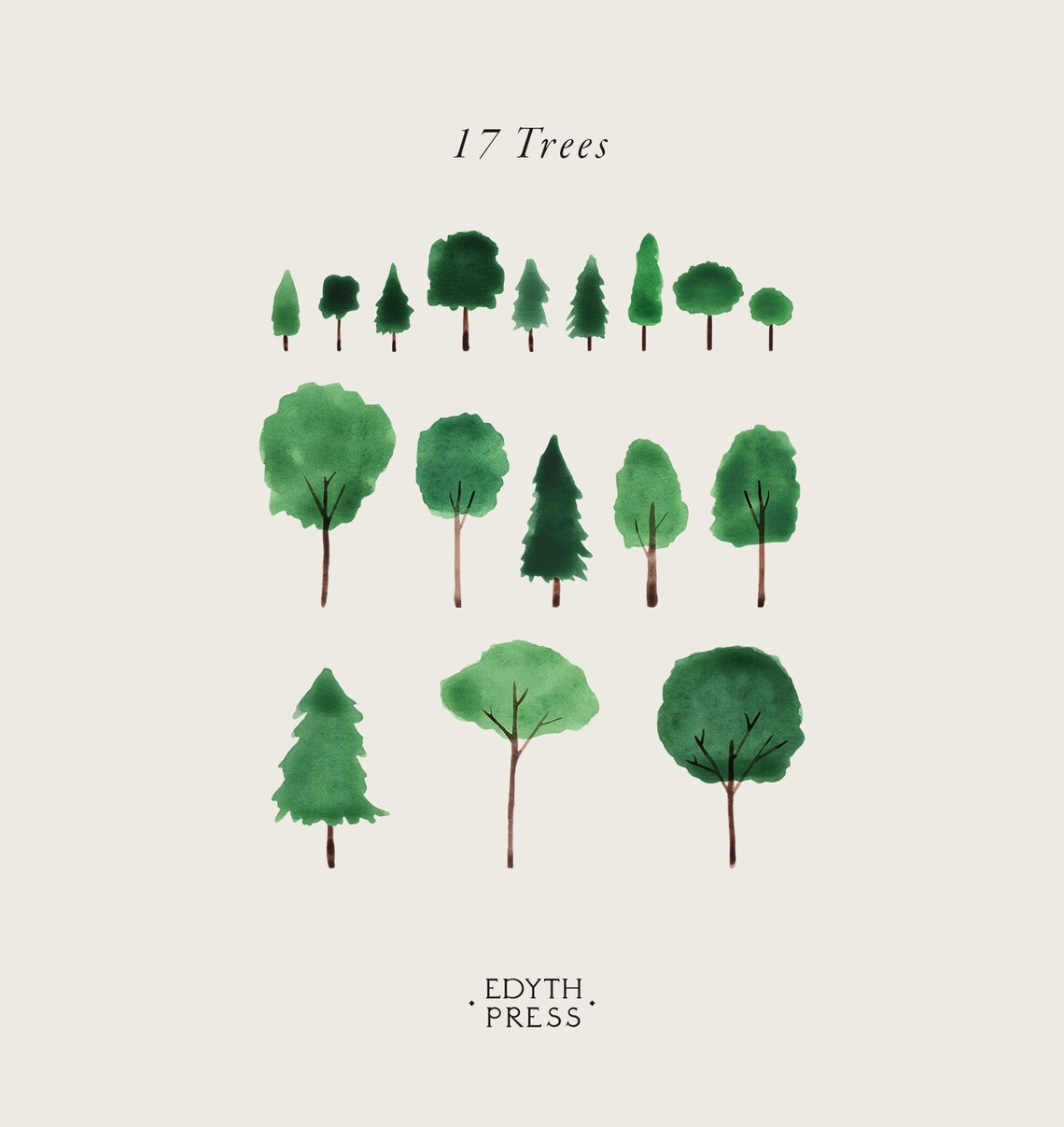 Tree Clipart Forest Clip Art Trees Watercolor Woods | Etsy