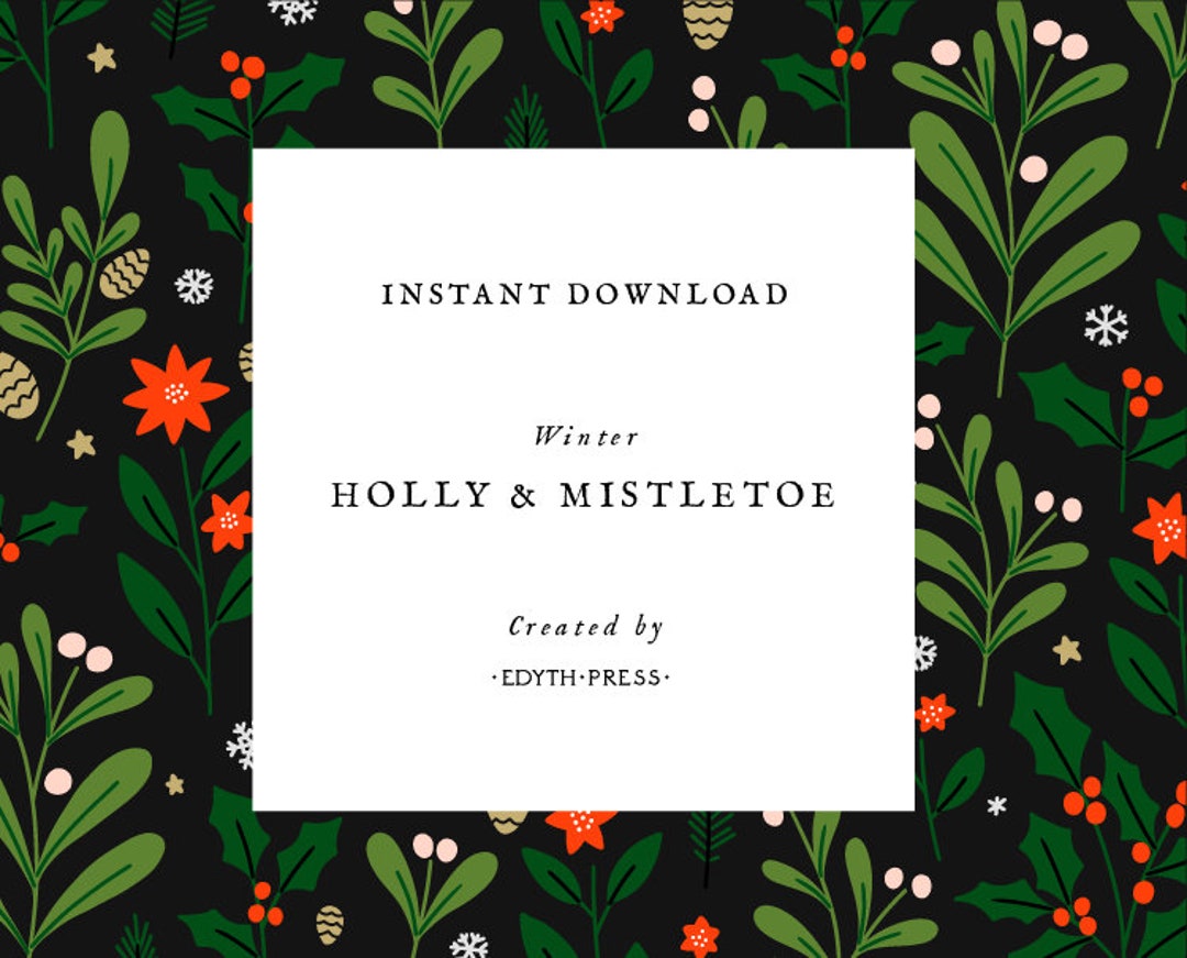 Christmas Clipart Winter Holly Mistletoe Poinsettia Flower Fir Pine ...