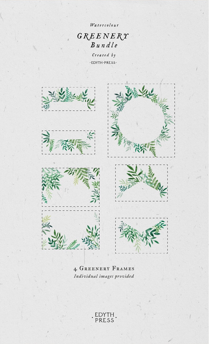 Green Leaf Clipart Greenery Botanical Watercolor Bundle Leaves | Etsy