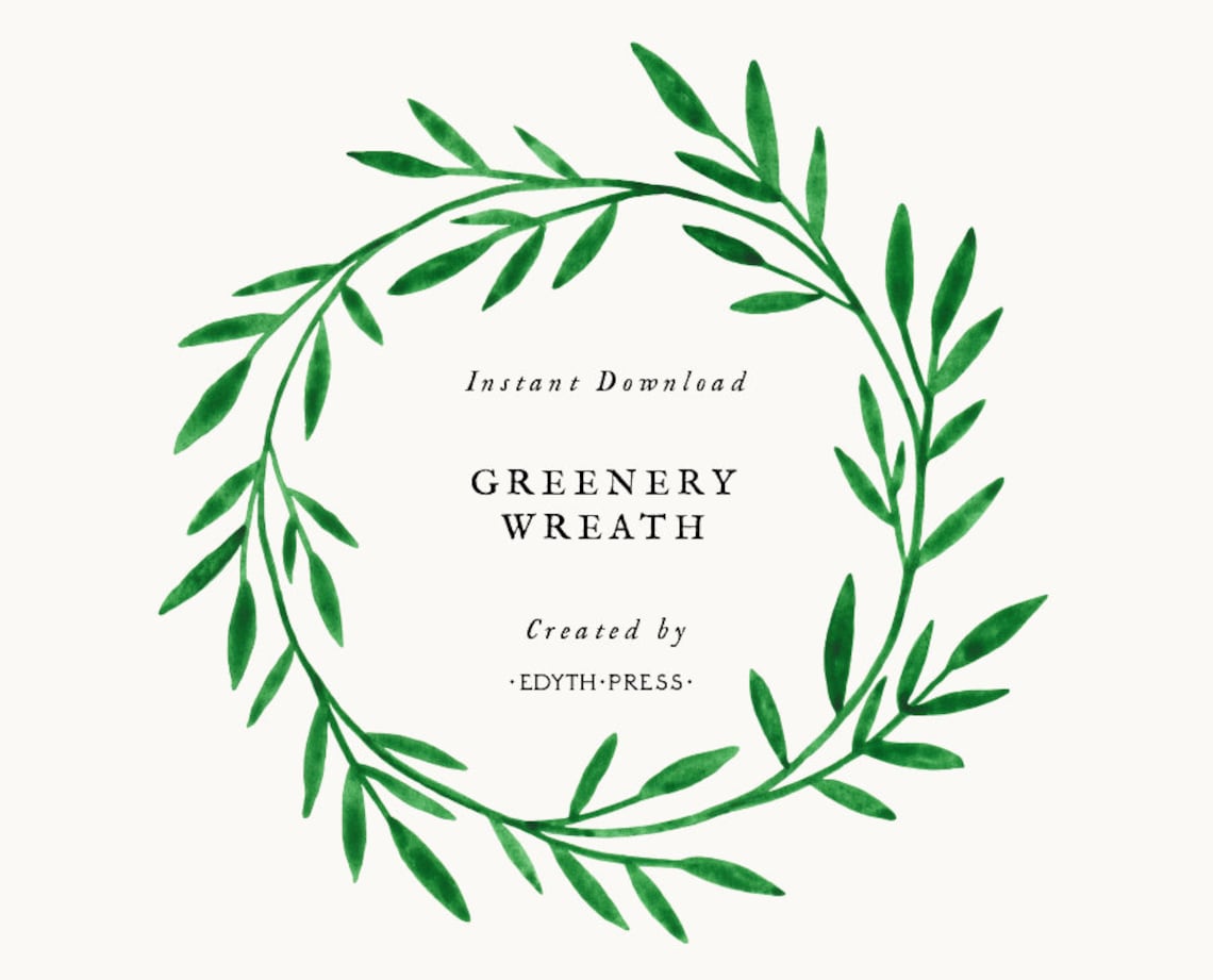 Green Leaves Wreath Clipart Greenery Circle Botanical | Etsy