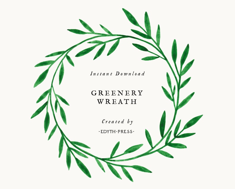 Green Leaves Wreath Clipart Greenery Circle Botanical | Etsy