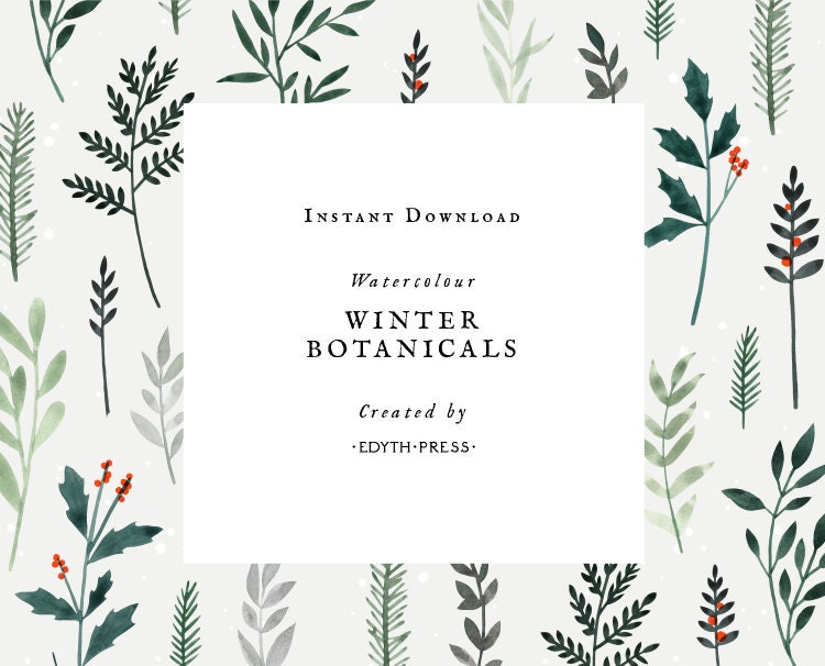 Paper & Party Supplies Winter Wedding Menu watercolour design hand ...