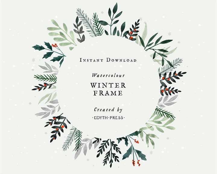Paper & Party Supplies Winter Wedding Menu watercolour design hand ...