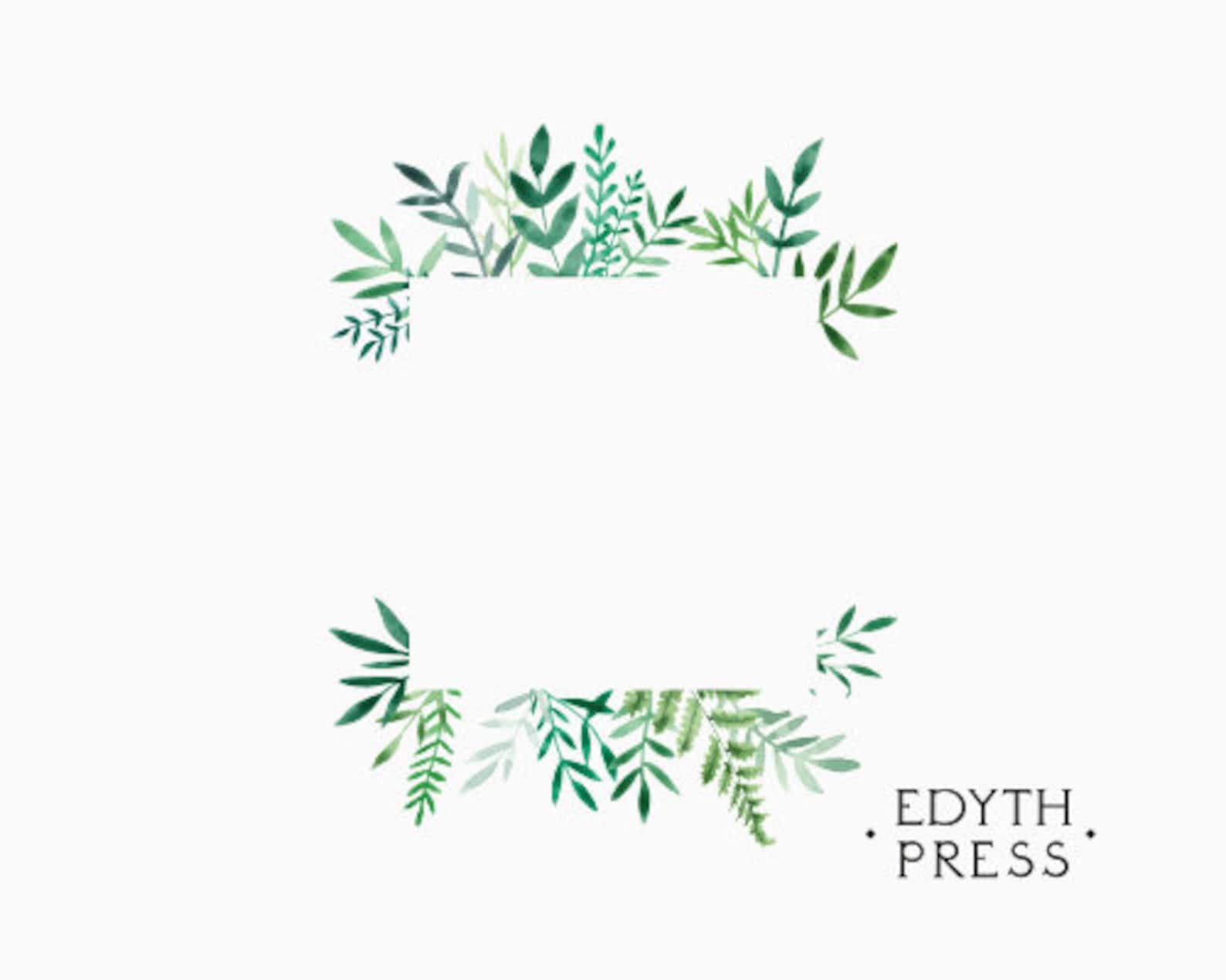 Green Leaf Border Frame Clipart Greenery Botanical Watercolor Frame ...