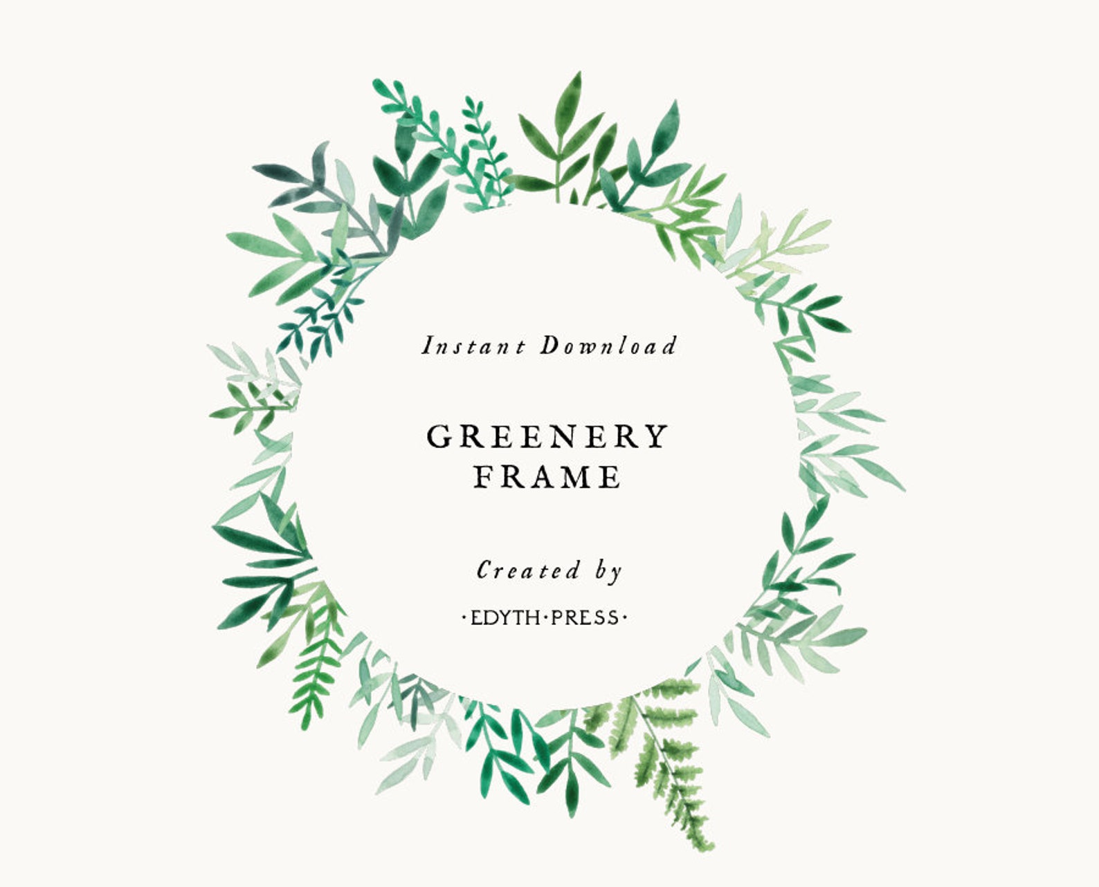 Green Leaf Border Circle Frame Clipart Greenery Botanical Watercolor ...