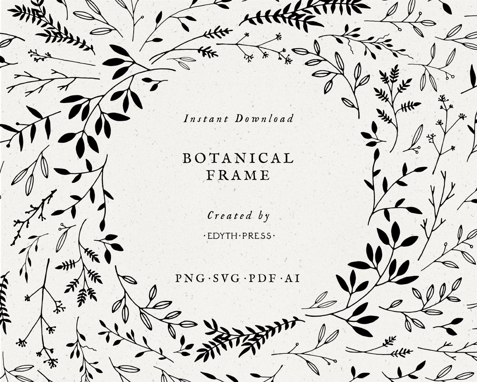Hand Drawn Leaf Border Clipart Frame Black Botanical Background Png Svg ...
