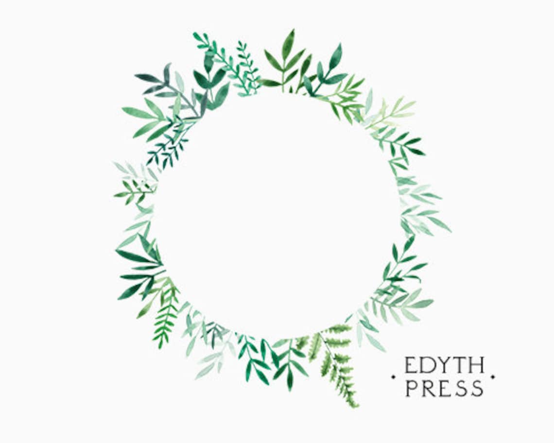Green Leaf Border Circle Frame Clipart Greenery Botanical - Etsy India
