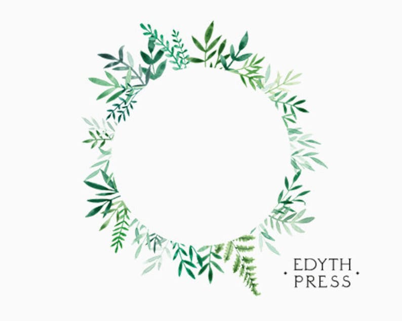 Green Leaf Border Circle Frame Clipart Greenery Botanical - Etsy