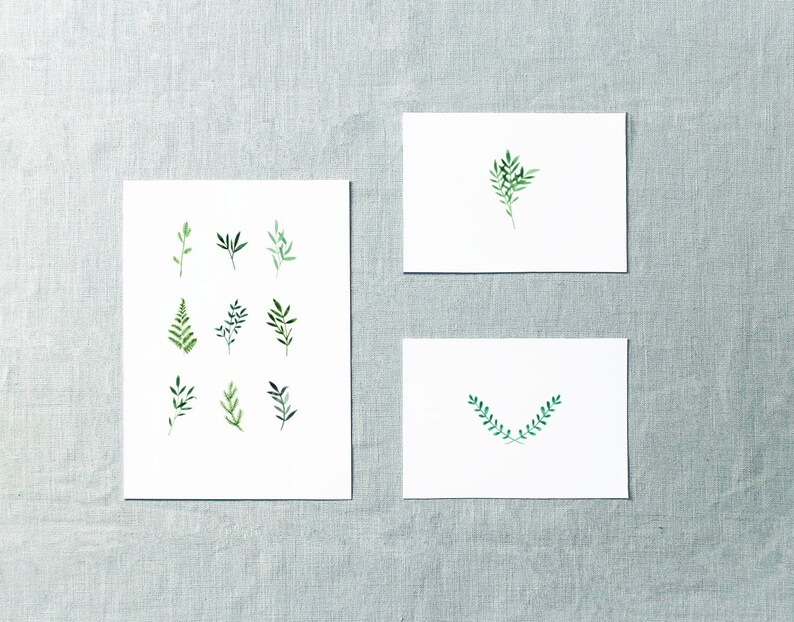 Green Leaf Clipart Greenery Botanical Watercolor Leaves Plant - Etsy