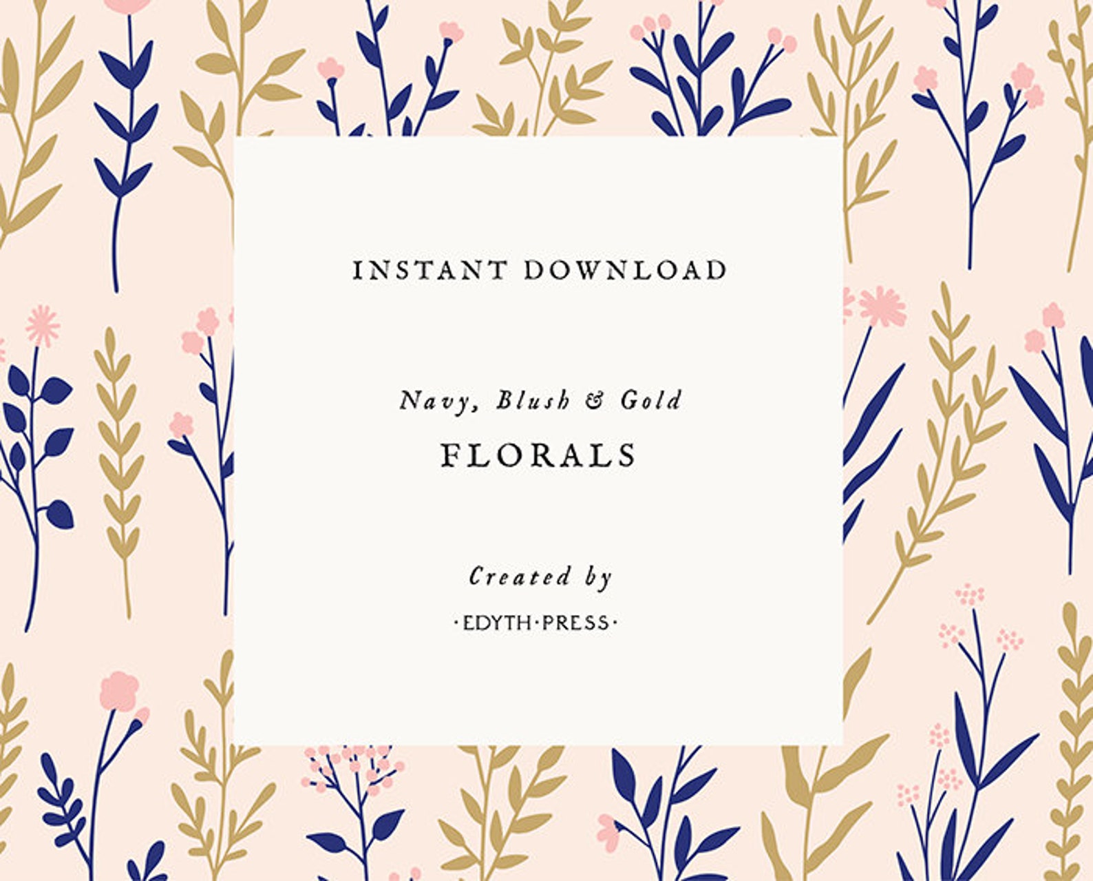 Floral Clipart Navy Blue Blush Pink Gold Vector Floral Png Svg Flowers ...