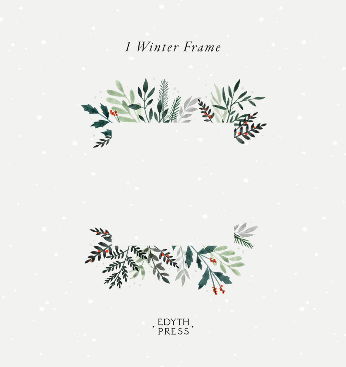 Winter Watercolor Christmas Clipart Frame Holiday Wedding Border ...