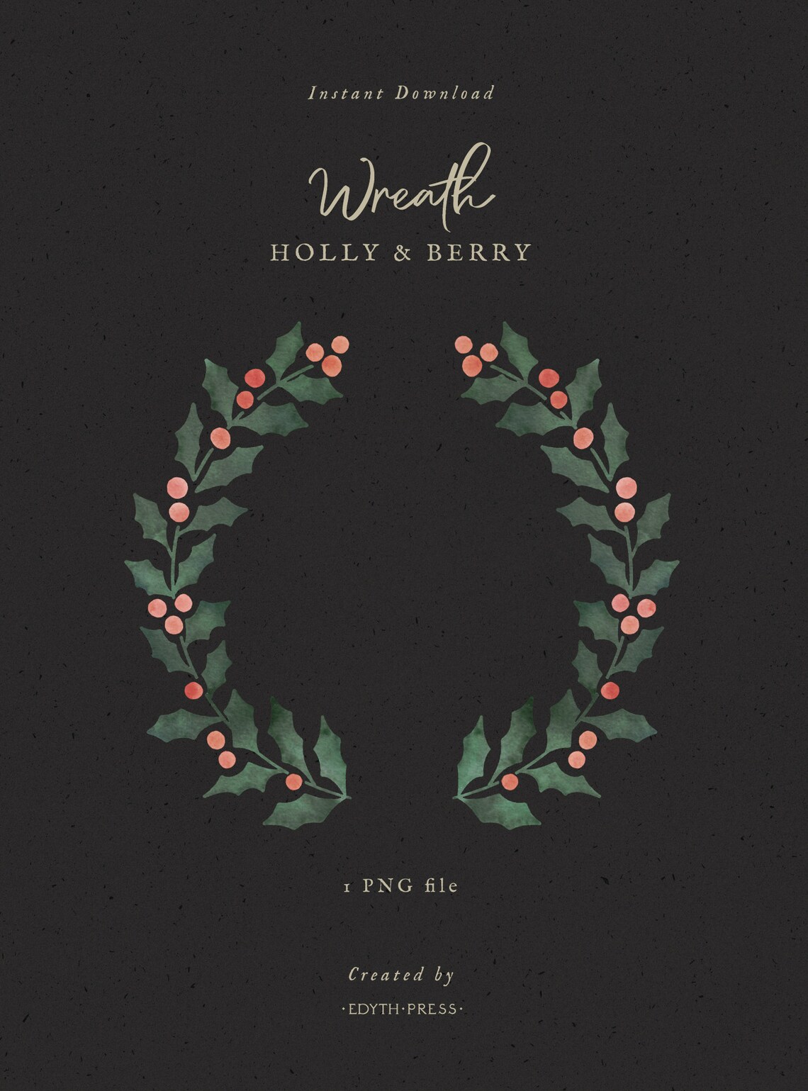 Holly Wreath Clipart Watercolor Christmas Clip Art Circle - Etsy UK