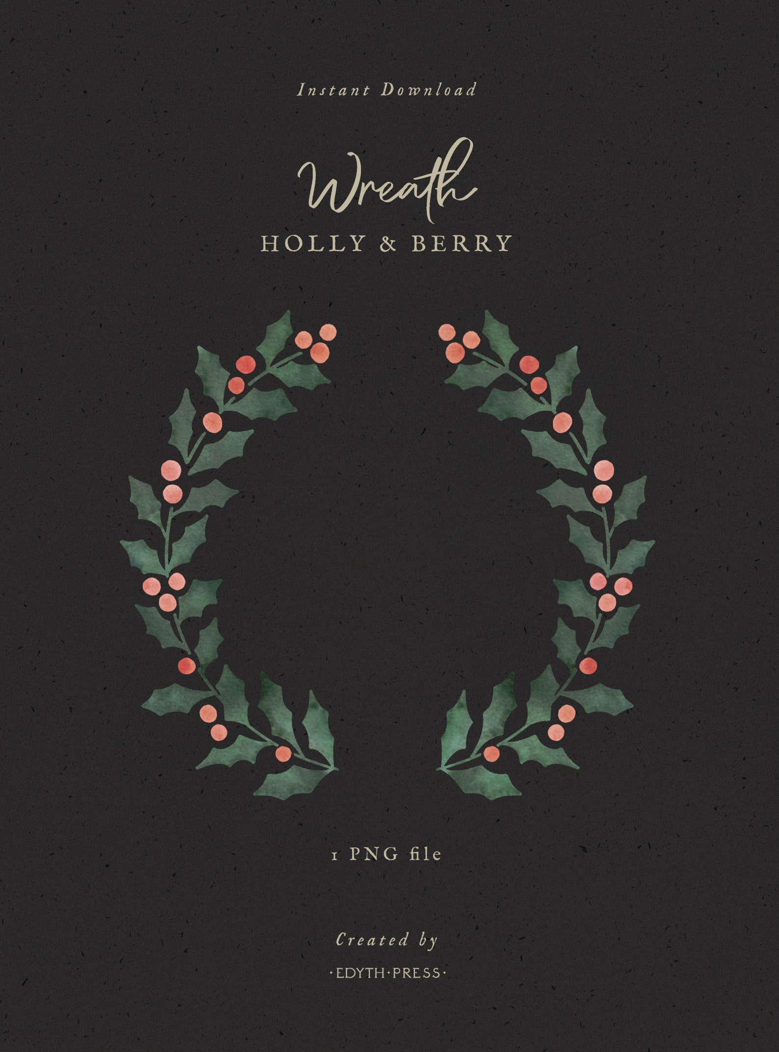 Holly Wreath Clipart Watercolor Christmas Clip Art Circle - Etsy UK