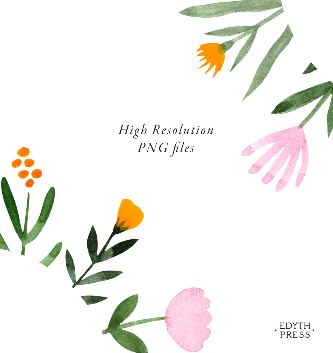 Floral Wreath Watercolor Clipart Botanical Illustration Summer | Etsy