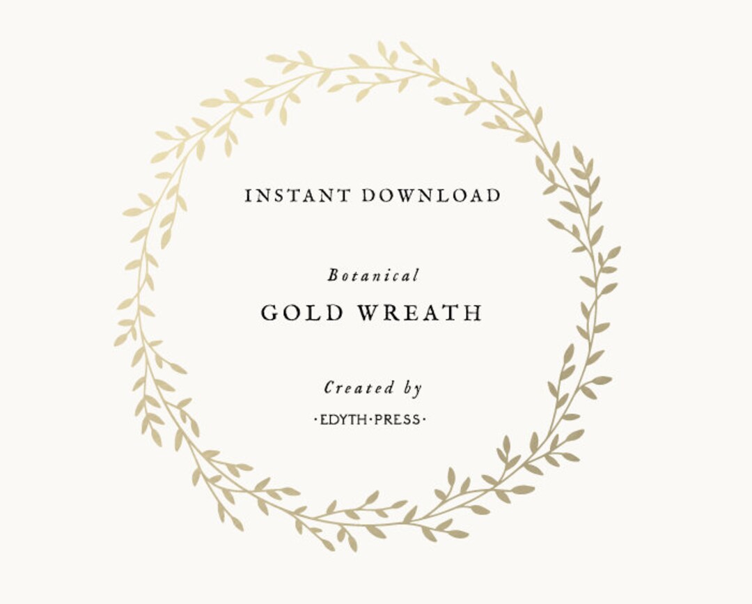 Gold Wreath Clip Art Frame Clipart Leaf Circle Round Metallic Gold Foil ...