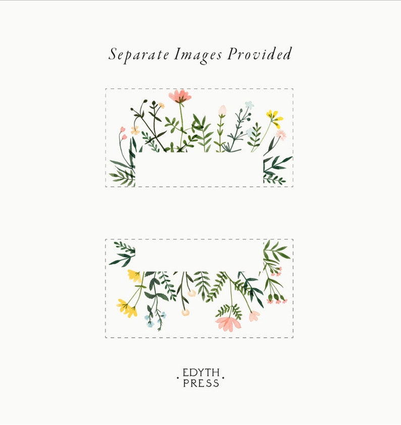 Floral Frame Border Watercolor Wildflower Clipart lower Frame | Etsy