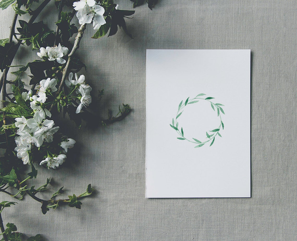 Green Leaf Clipart Wreath Greenery Circle Round Olive Leaf | Etsy